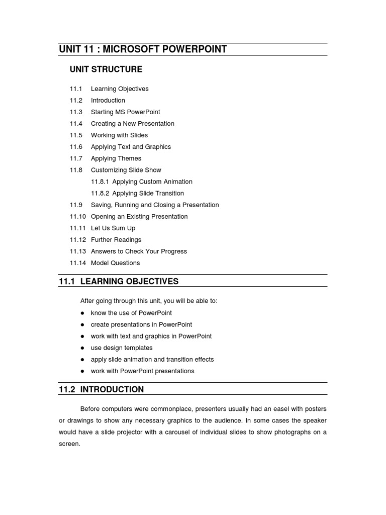 Unit 11 Microsoft Powerpoint | Download Free PDF | Microsoft Power Point | Typefaces