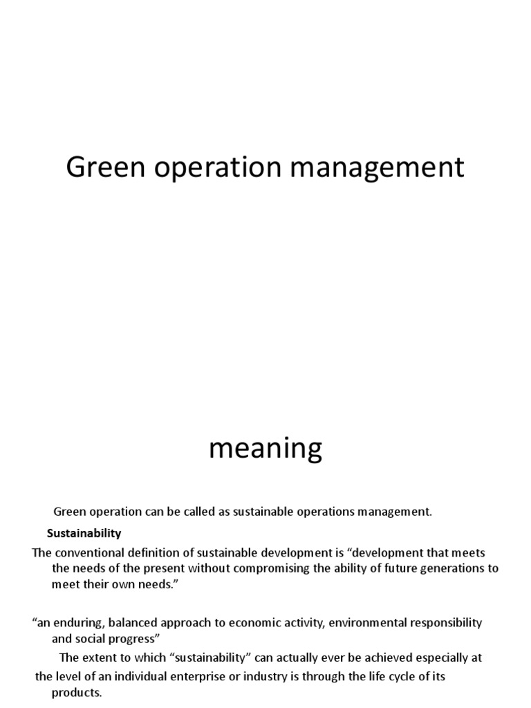 Green Operations Management Explained | PDF | Recycling | Supply Chain ...