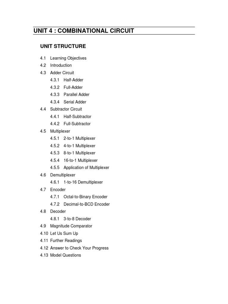 Unit 4 Combinational Circuit Pdf Integrated Circuit Electronic