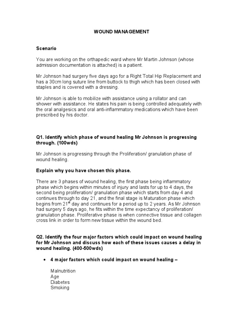 Wound Case Study Assessment | Wound Healing | Healing