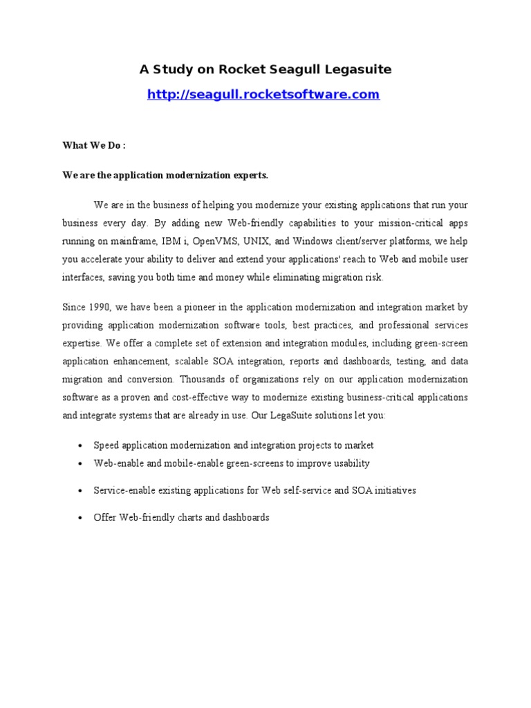 A Study On Rocket Seagull Legasuite: Whatwedo: We Are The Application ...