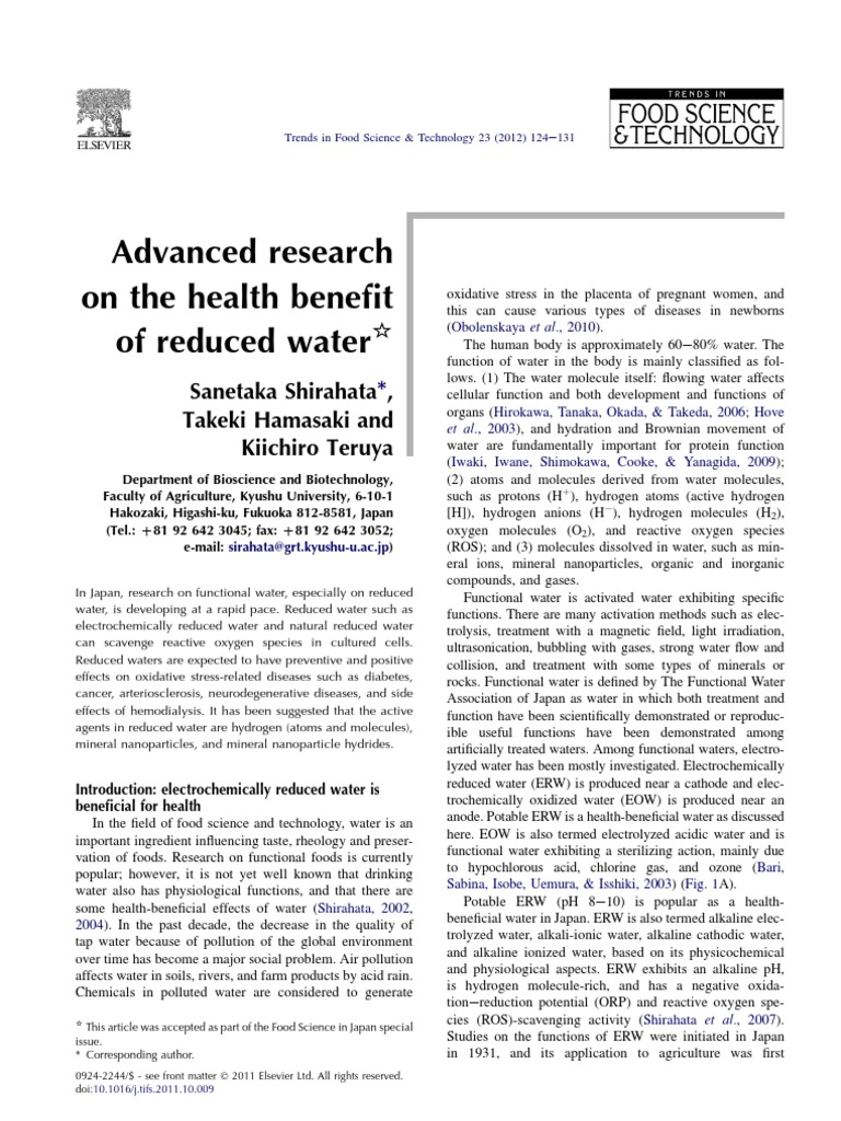 Health Benefits of Reduced Water | PDF | Properties Of Water ...