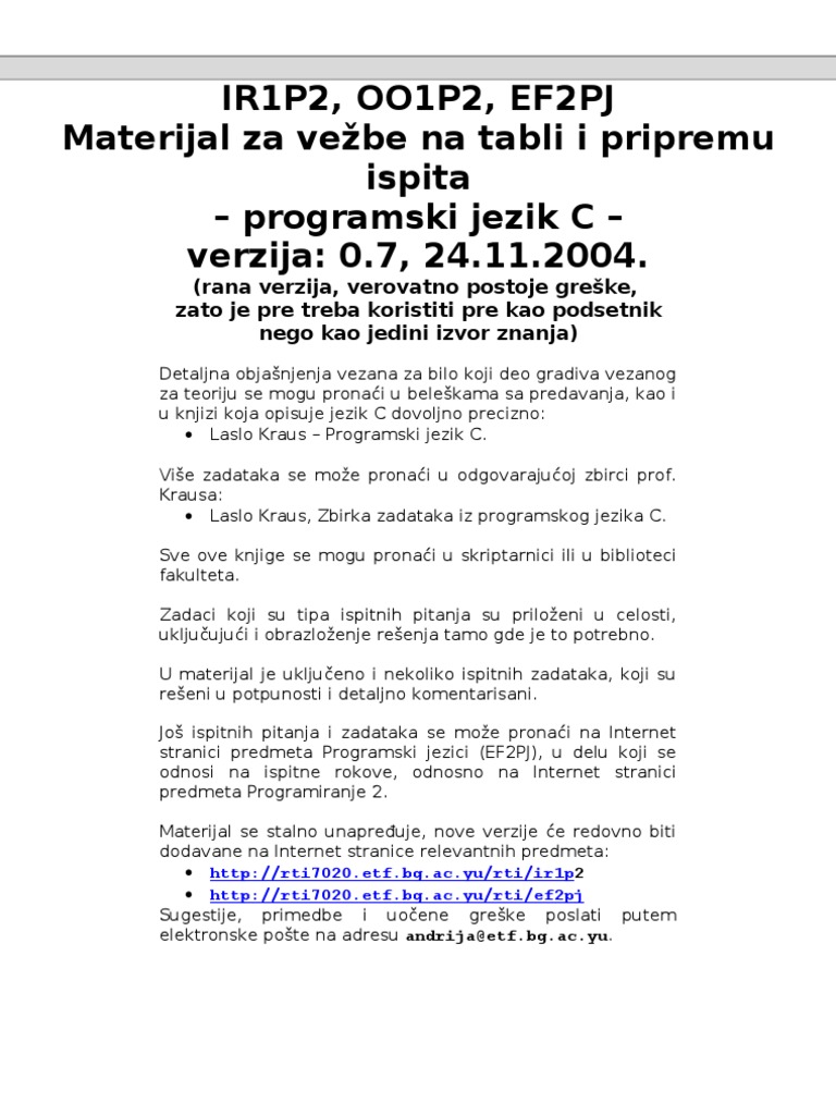 Prijemni Za Etf - Programiranje | PDF
