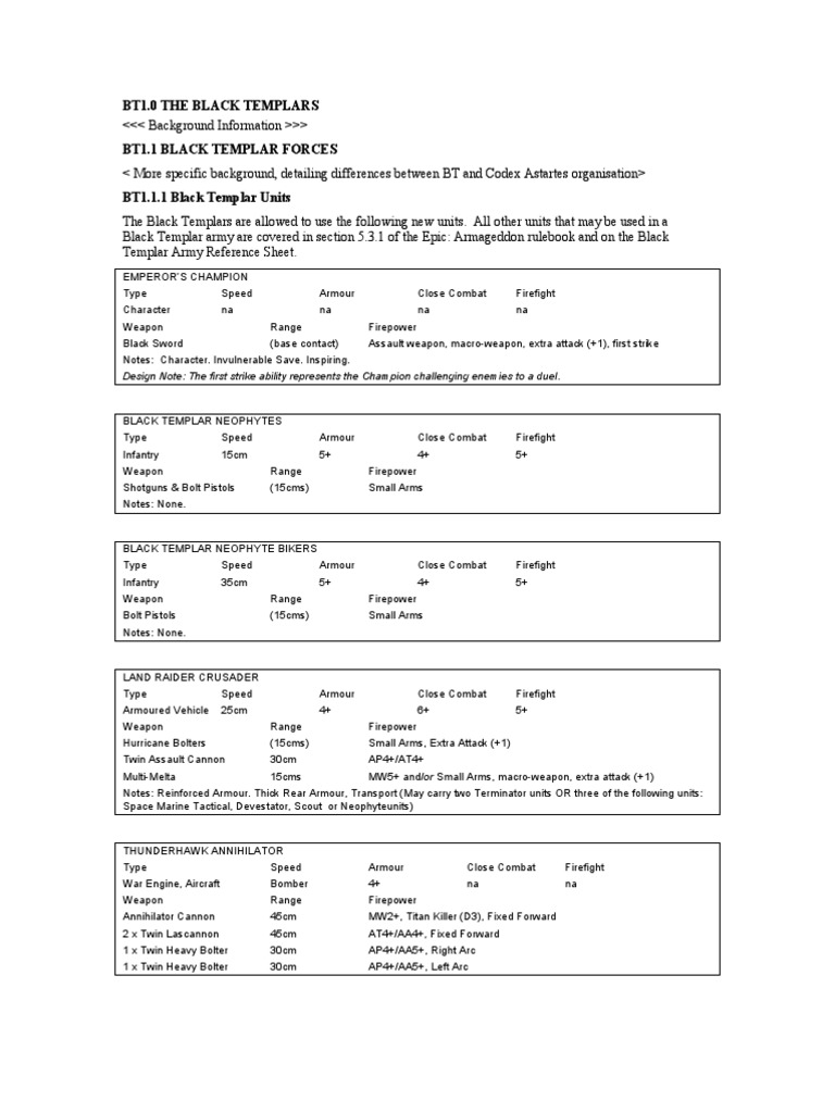 Epic BT 2 Black Templars | PDF | Armoured Fighting Vehicles | Military ...