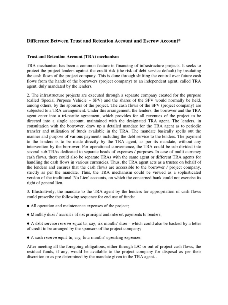 TRA vs Escrow Account Explained | PDF | Loans | Debt