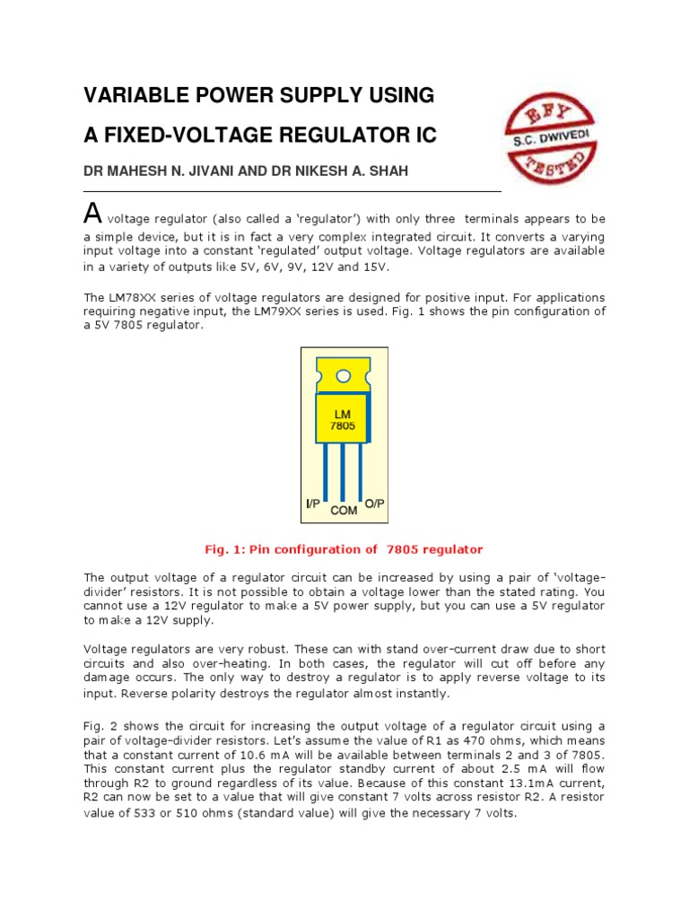 Variable Power Supply Using | PDF | Power Supply | Resistor