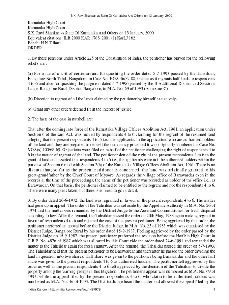 karnataka high court order | Judgment (Law) | Appeal