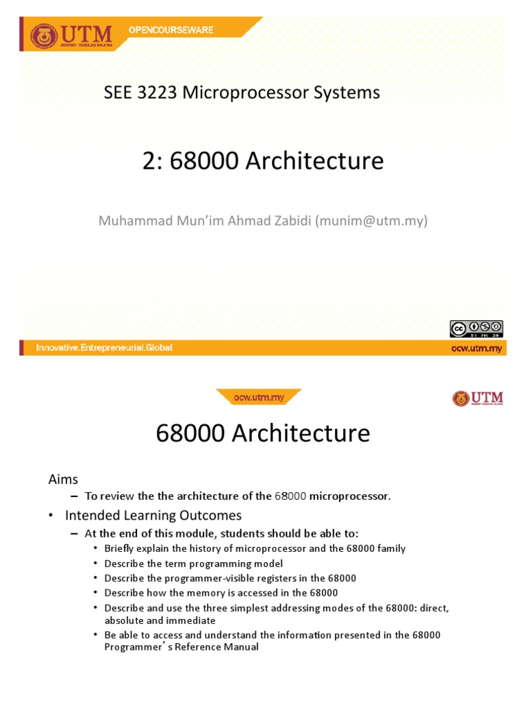02 68k Architecture | PDF | Instruction Set | Central Processing Unit
