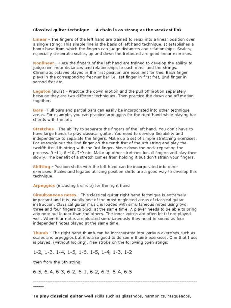 Classical Guitar Technique | PDF | Guitars | Classical Guitar