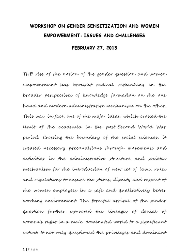 Gender Sensitization Workshop | PDF | Empowerment | Gender