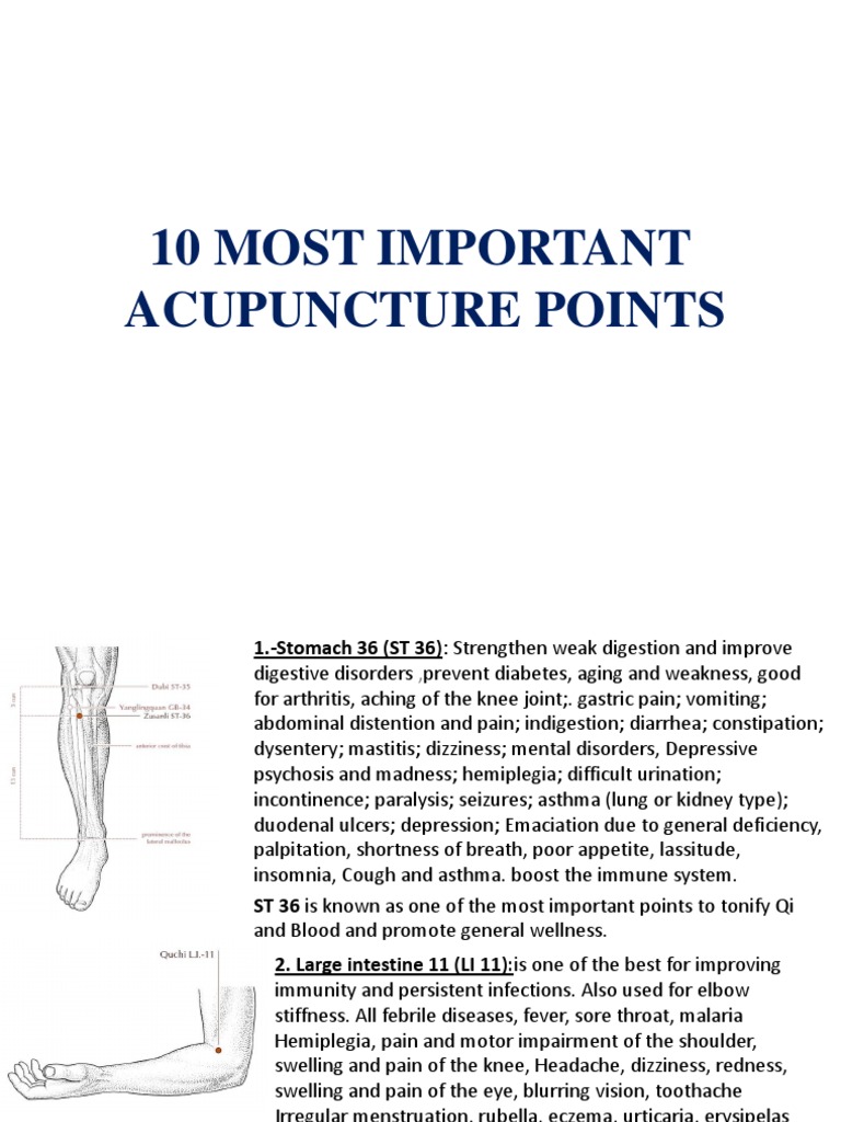 10 Most Important Acupuncture Points | PDF | Headache | Pain