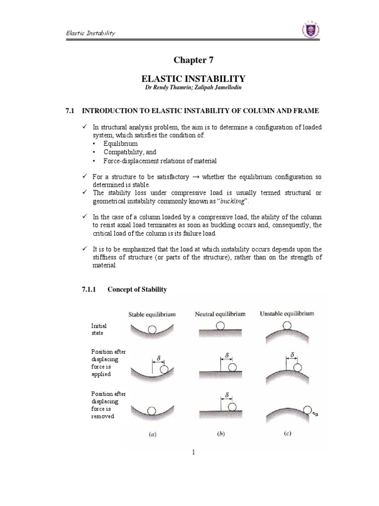 Chapter 7 - Elastic Instability | PDF | Buckling | Classical Mechanics
