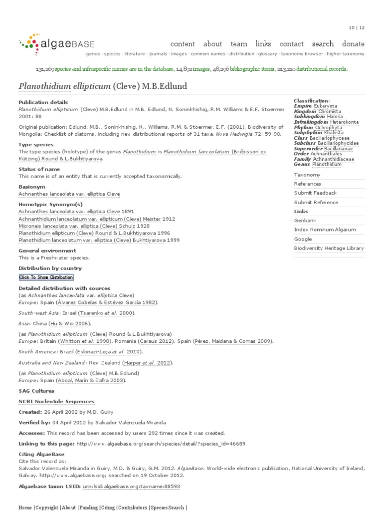 Planothidium Ellipticum (Cleve) M.B | PDF | Taxonomy (Biology ...
