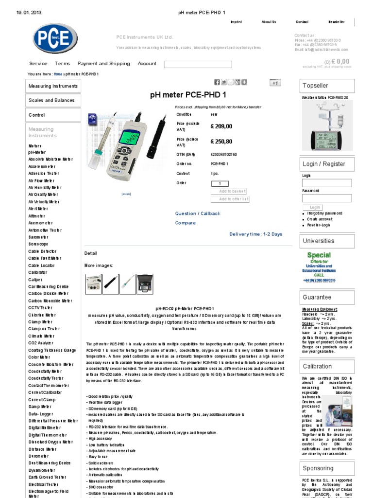 PH Meter PCE-PHD 1: Service Terms Payment and Shipping Account | PDF ...