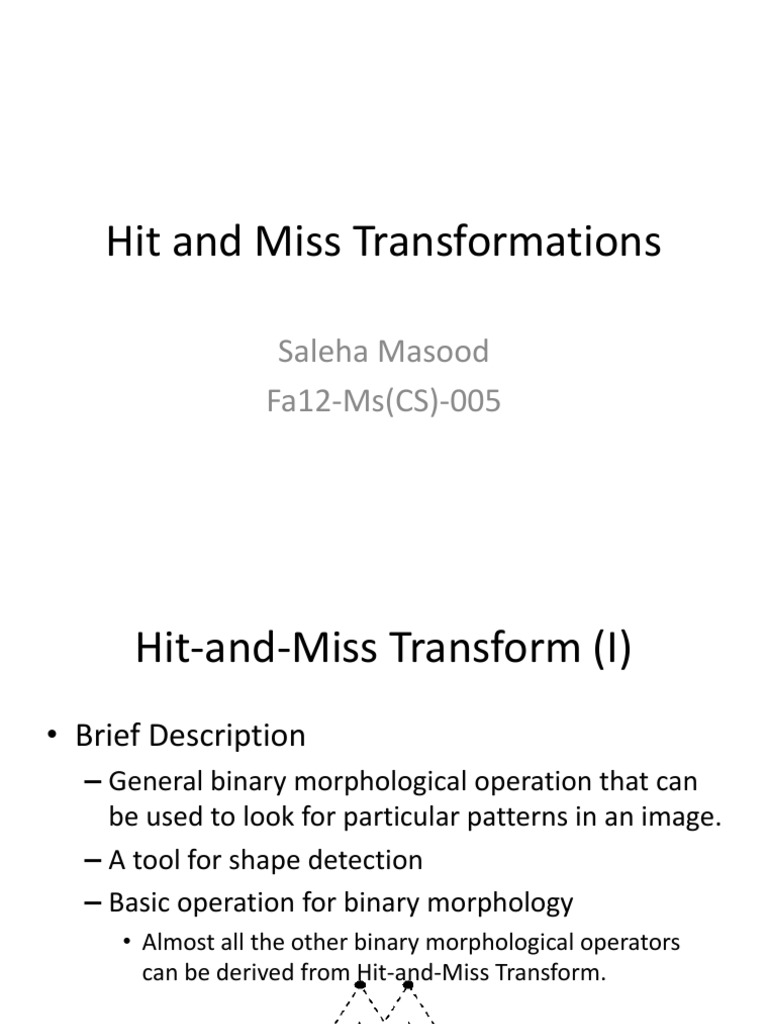 Hit and Miss Transformations | PDF | Graphics | Optics