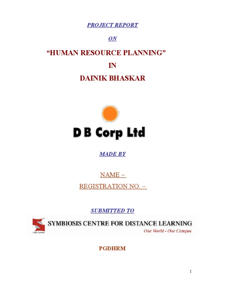 HR Planning in Dainik Bhaskar - Project Report As Per SCDL Format | PDF | Performance Appraisal ...