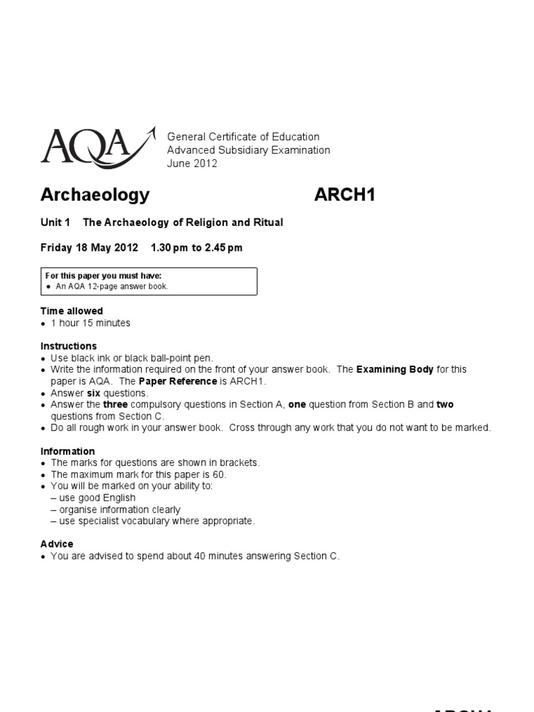 Archeology Paper AQA | Archaeology | Rituals