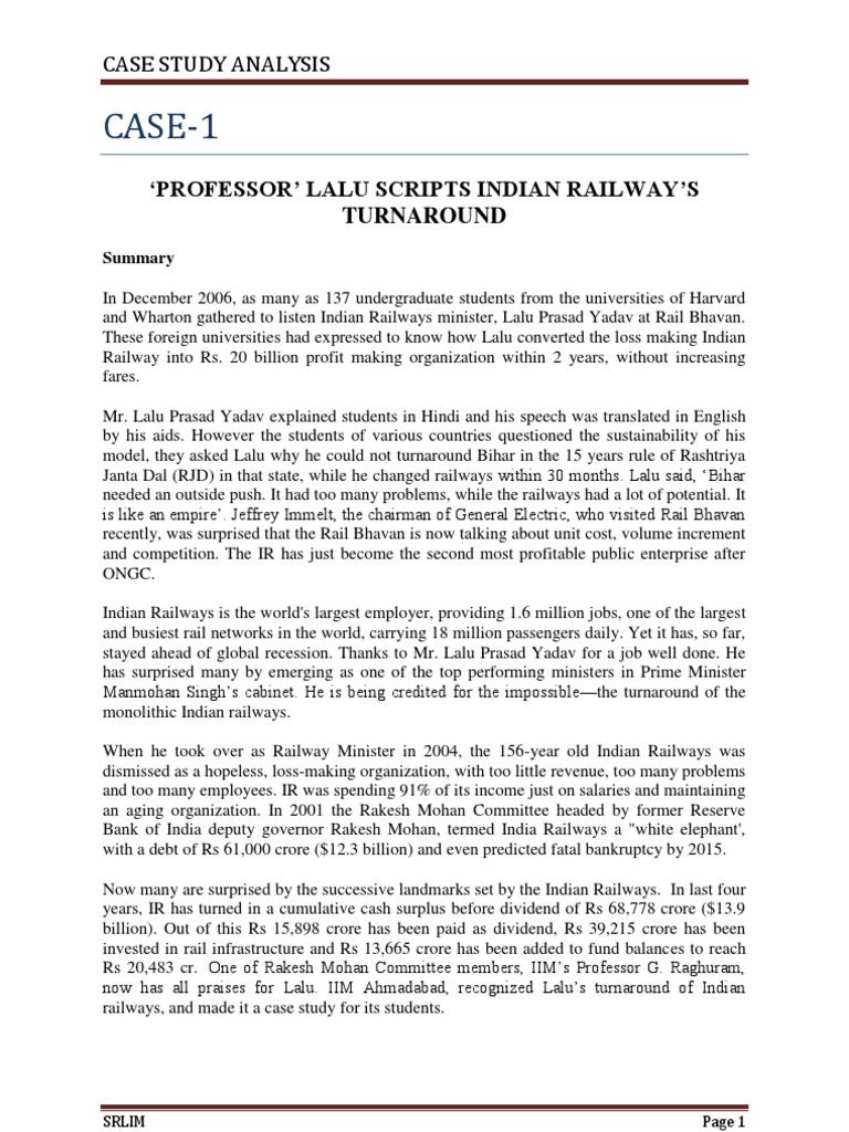 Case Study | PDF | Train | Cargo