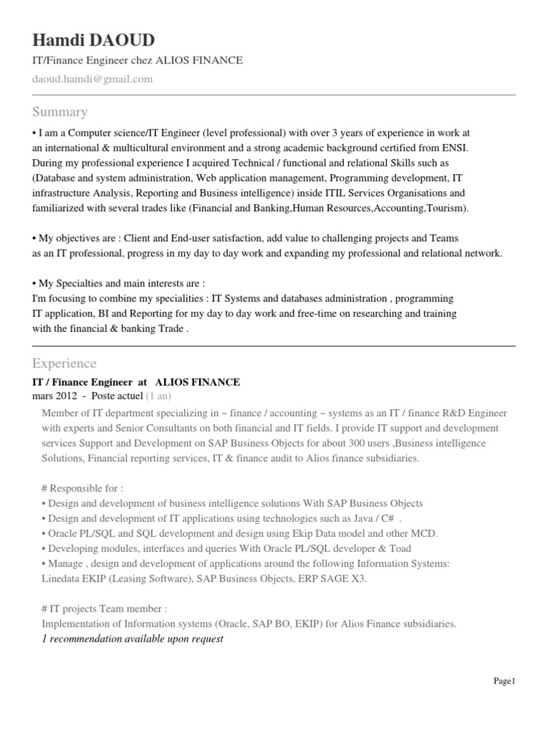 CV Hamdi Daoud | PDF | Oracle Database | Databases