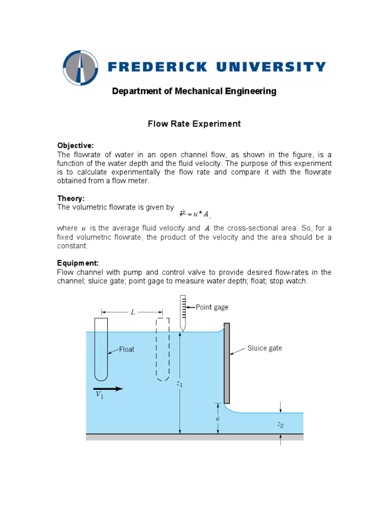 Department of Mechanical Engineering: Flow Rate Experiment | PDF