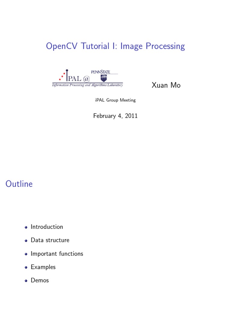 An Introduction To Opencv Image Processing Functions Data Structures And Examples Pdf 