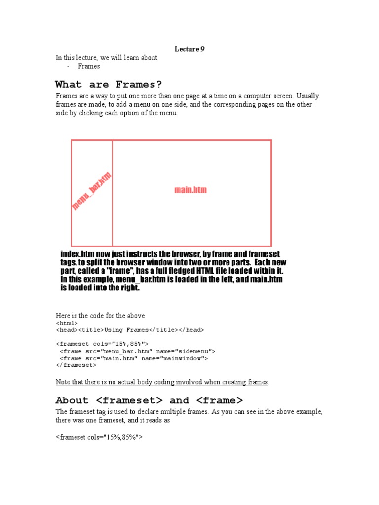 What Are Frames? | PDF | Web Page | Html