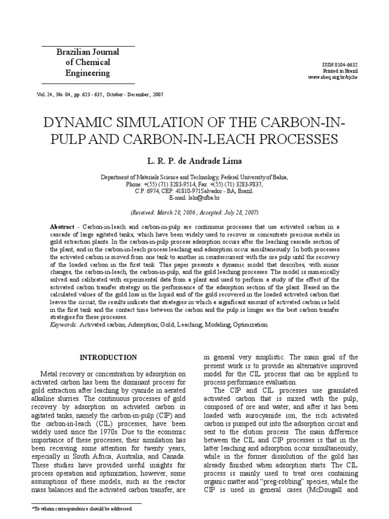 DynamicSimulation CIP - CIL Process | PDF | Adsorption | Chemical Reactor