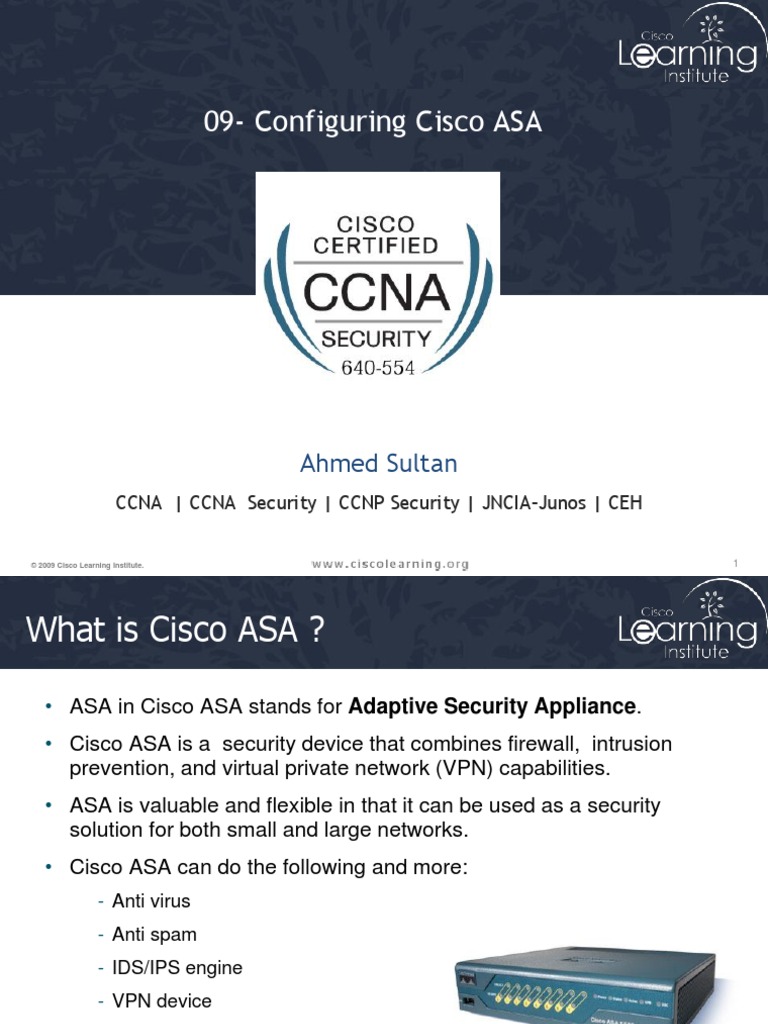09 - Configuring Cisco ASA | PDF | Firewall (Computing) | Cisco ...