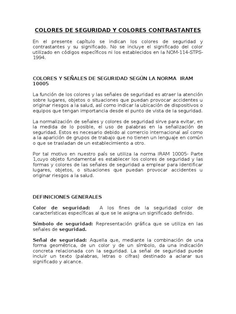 Colores de Seguridad y Colores Contrastantes | PDF | Verde | Color