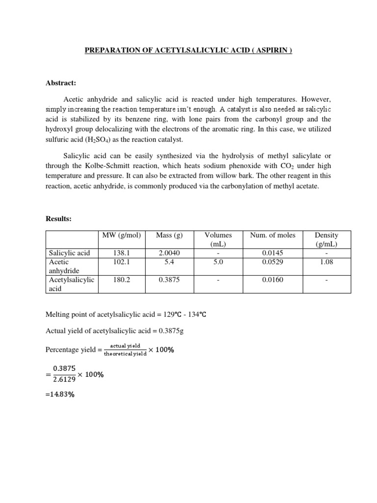 Lab 3 Aspirin Report | PDF | Aspirin | Acid