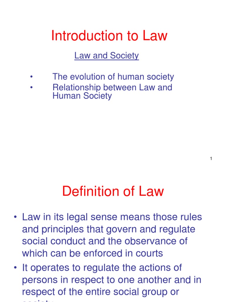 Introduction To Law: Law and Society - The Evolution of Human Society ...