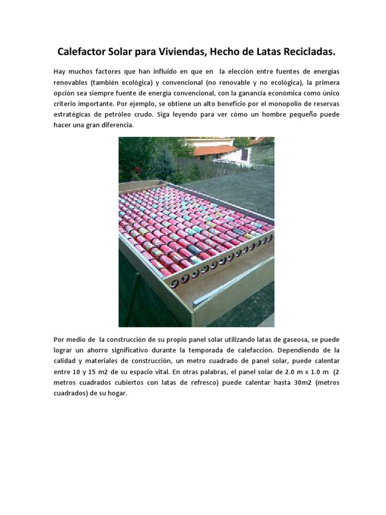 Calefactor Solar Para Viviendas Pdf Energía Solar Panel Solar