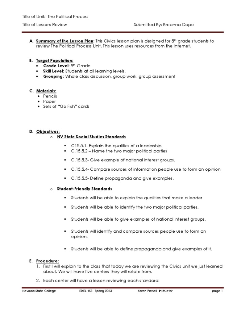 Nevada State College Edel 453 - Spring 2013 Karen Powell-Instructor ...