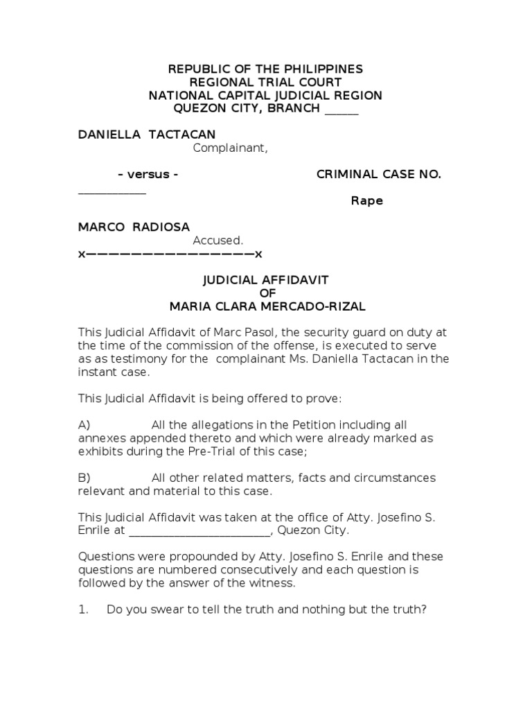 Security Guard Judicial Affidavit | PDF | Affidavit | Perjury