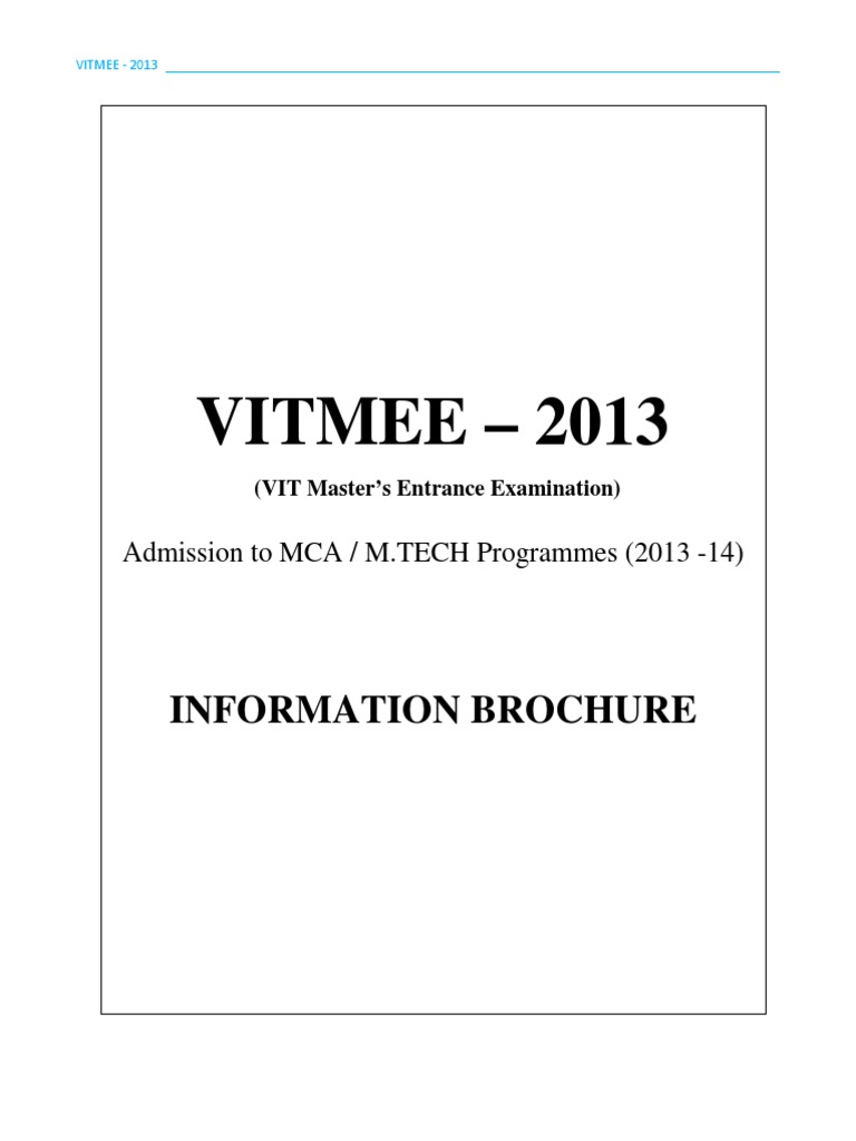 VITMEE 2013 Brochure | PDF | Mathematical Analysis | Chemical Reactions