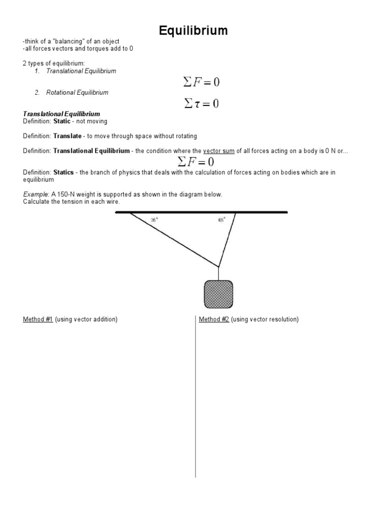 Translational Equilibrium | PDF | Torque | Lever