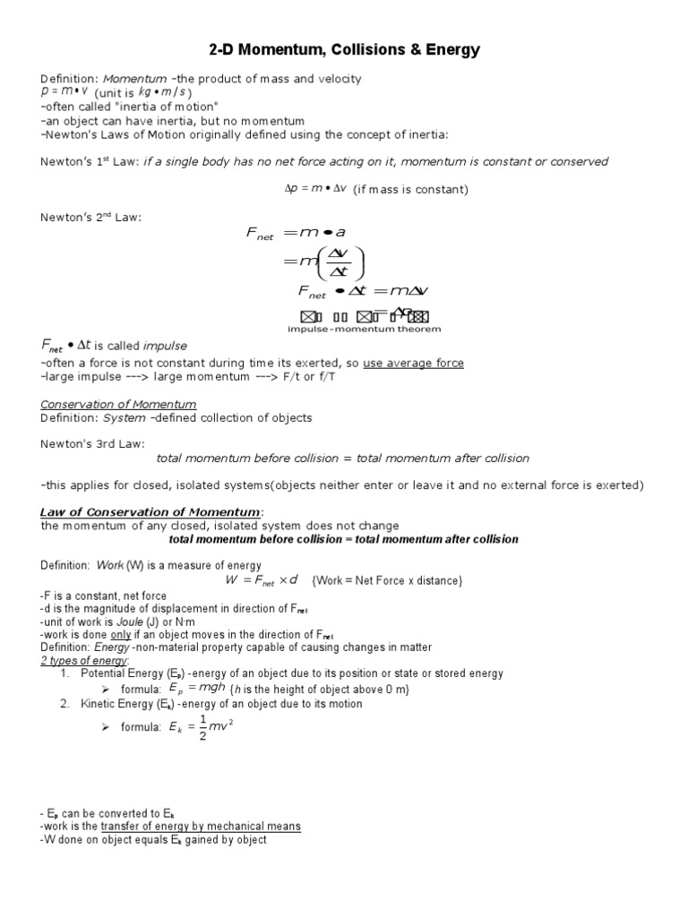 2D Momentum and Collision Energy Concepts | PDF | Collision | Momentum