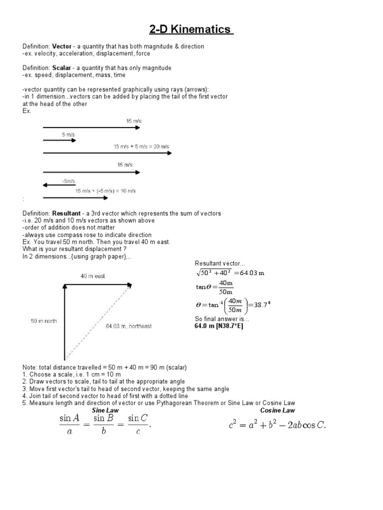 2d Kinematics Projectile Motionnotes | PDF | Trajectory | Euclidean Vector