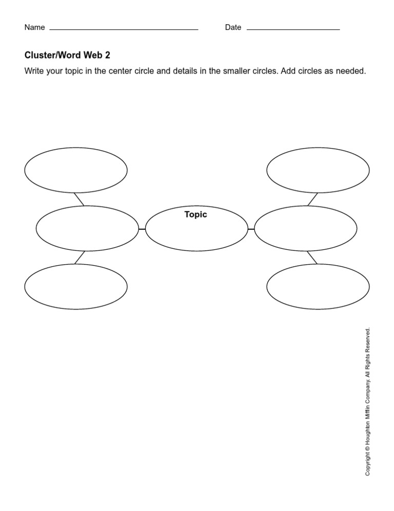 Cluster Word 2 Write Your Topic In The Center Circle And Details