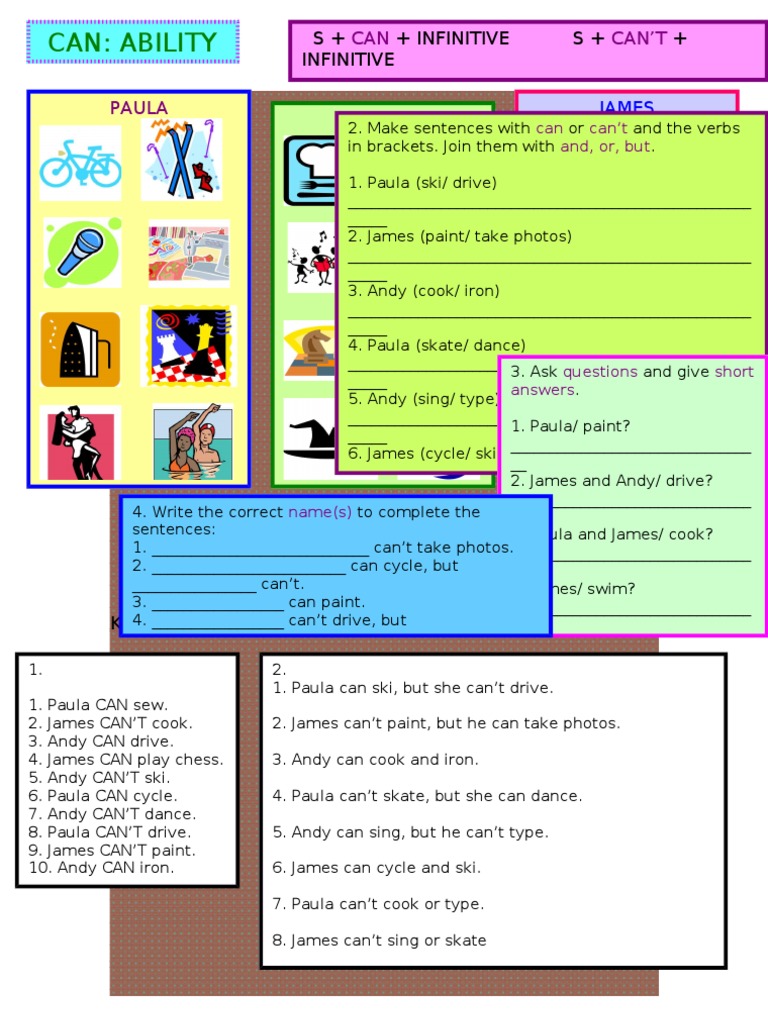 Can: Ability: S+ + Infinitive S + + Infinitive + S+ Infinitive? Yes, S ...