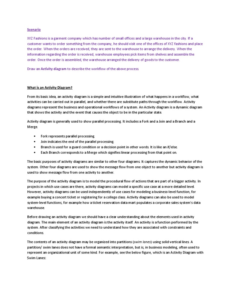 Scenario On Activity Diagram and Explanation | PDF | Use Case ...