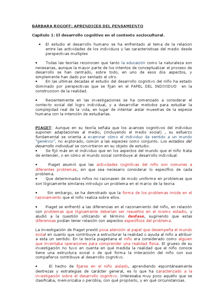 Bárbara Rogoff Aprendices Del Pensamiento | PDF | Desarrollo cognitivo ...