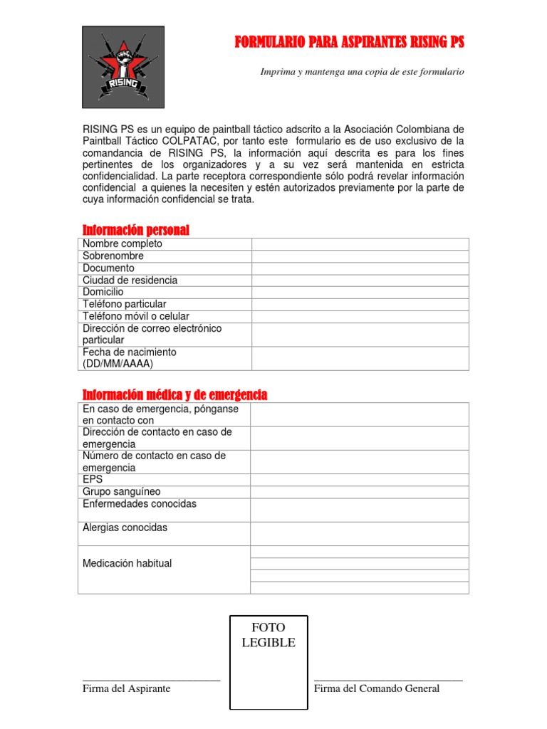 Formulario RPS | PDF