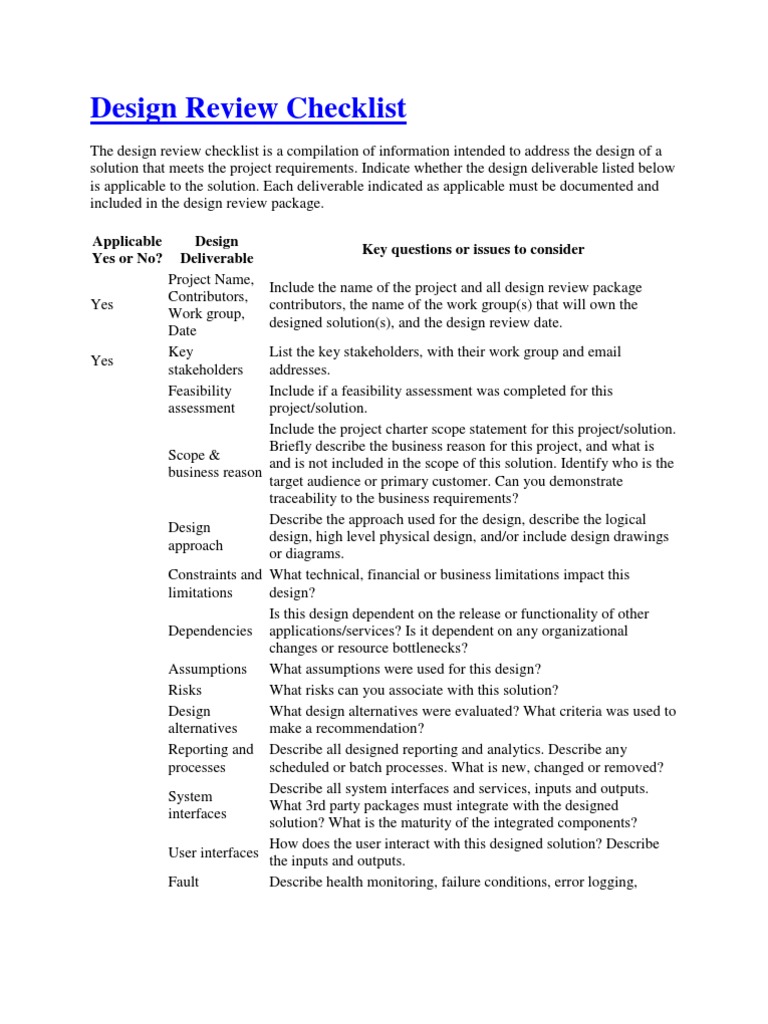 Design Review Checklist | Download Free PDF | Usability | Feasibility Study