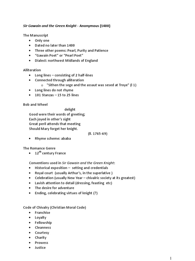 Sir Gawain and The Green Knight | PDF | Green Knight | Gawain