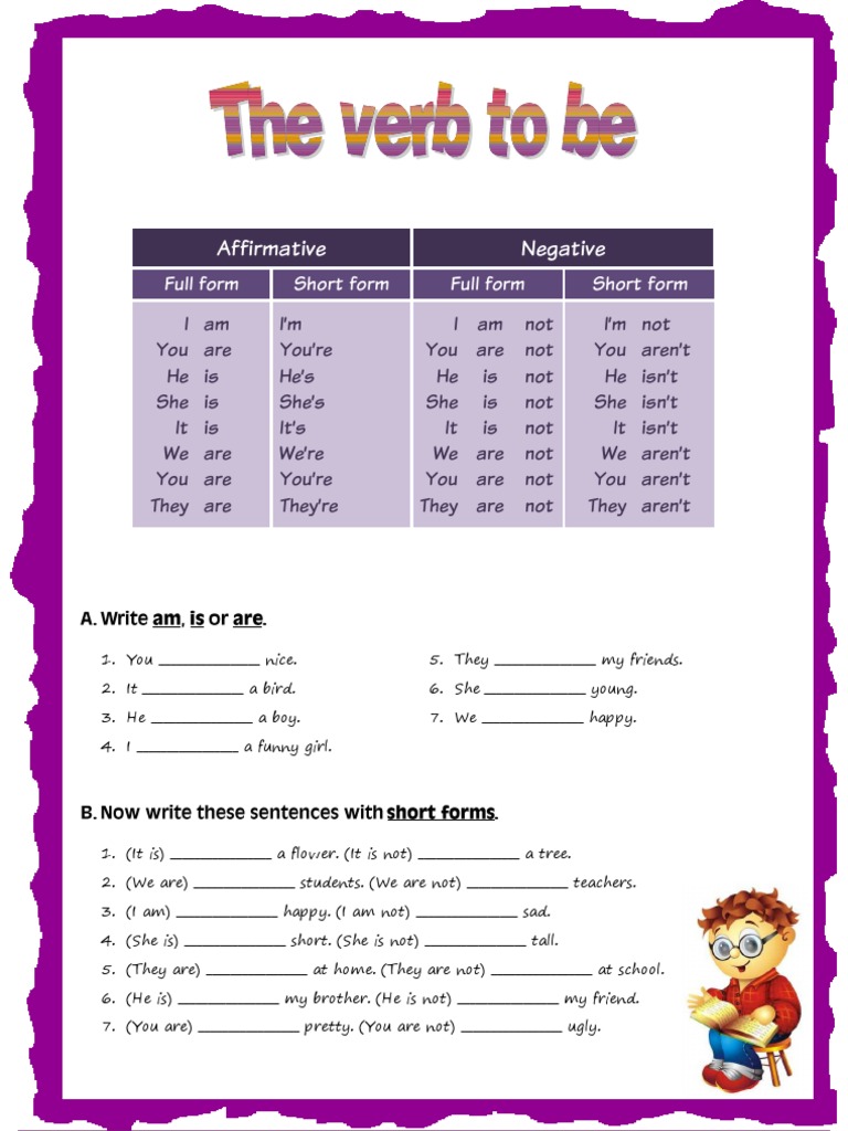 Verb To Be Forms Worksheet | PDF | Self-Improvement | Wellness
