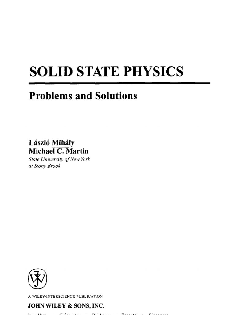Solid State Physics - Problems and Solutions | PDF