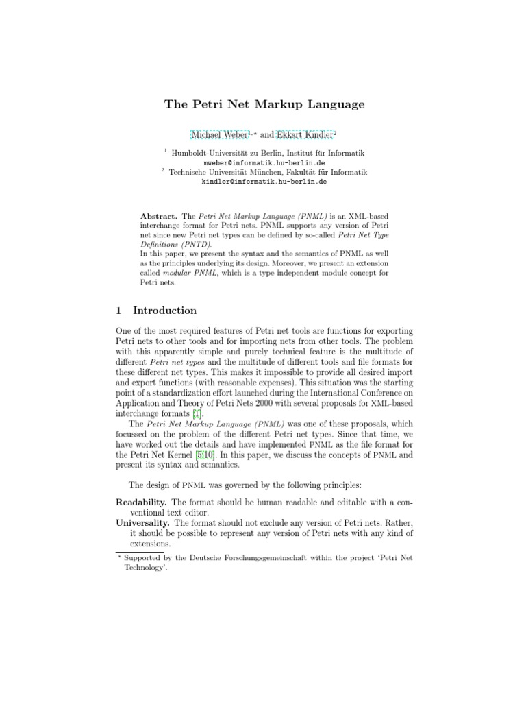 The Petri Net Markup Language | PDF | Xml | Modular Programming