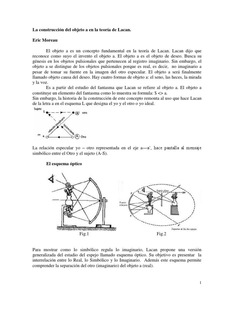 El Objeto a en la Teoría de Lacan | PDF | Jacques Lacan | Psicoanálisis