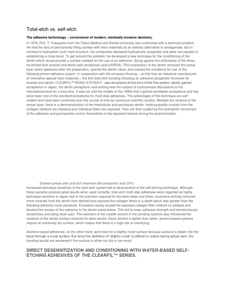 Total Etch Vs Self Etch | PDF | Tooth Enamel | Adhesive